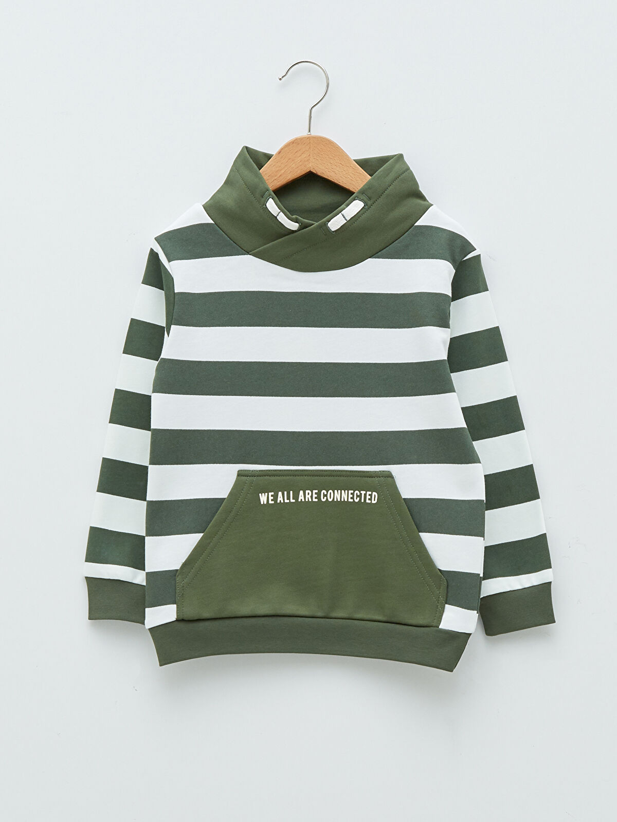 Keşiş Yaka Çizgili Uzun Kollu Erkek Çocuk Sweatshirt