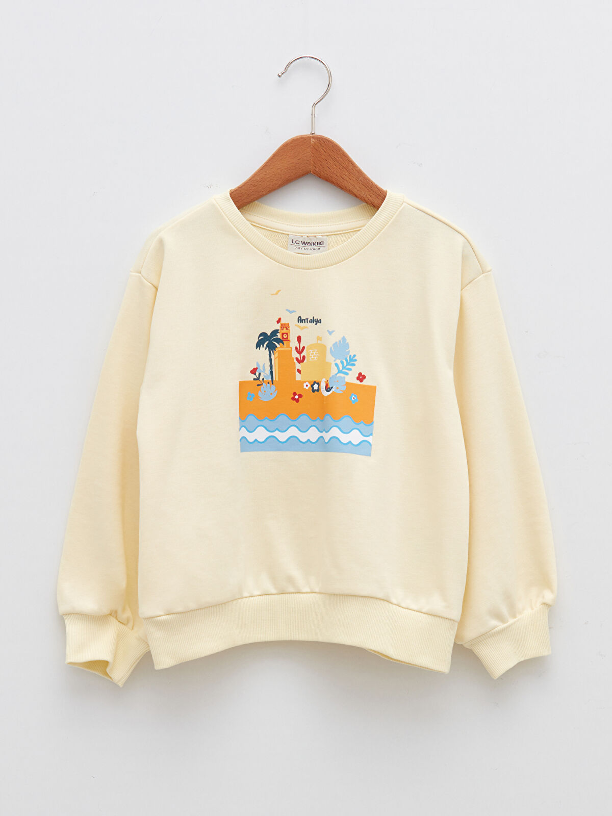 Bisiklet Yaka Antalya Baskılı Uzun Kollu Kız Çocuk Sweatshirt