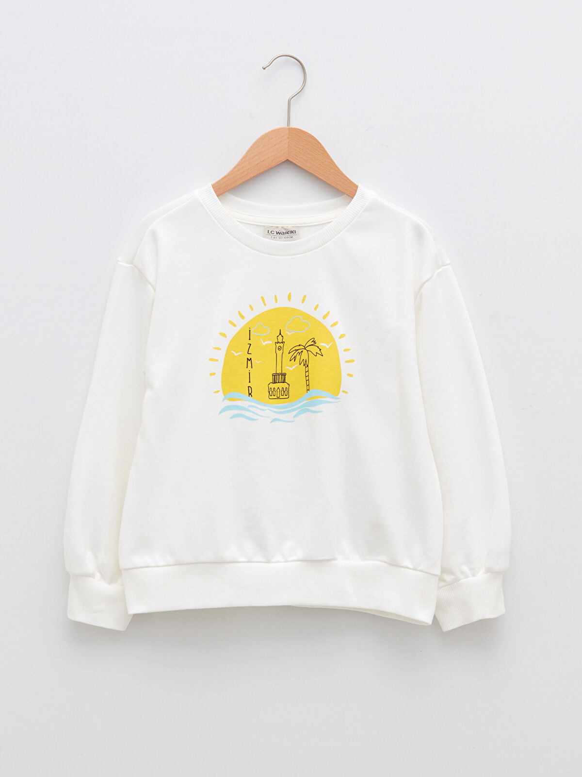 Bisiklet Yaka İzmir Baskılı Uzun Kollu Kız Çocuk Sweatshirt