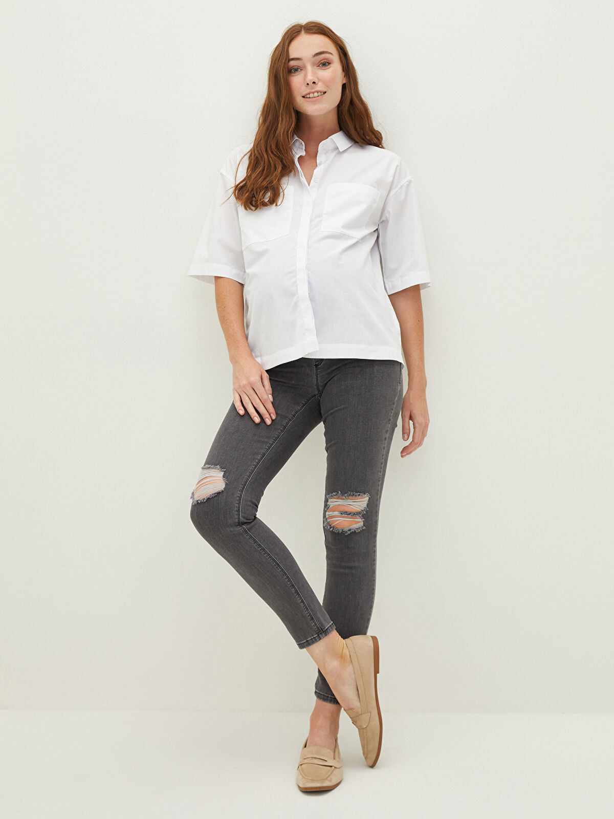 Karın Panelli Skinny Fit Cep Detaylı Hamile Rodeo Jean Pantolon