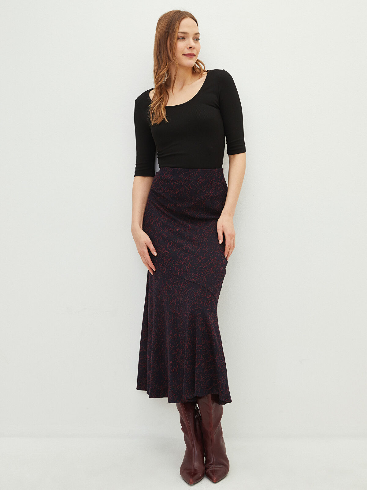 LCW CLASSIC Standart Fit Desenli A Kesim Kadın Etek