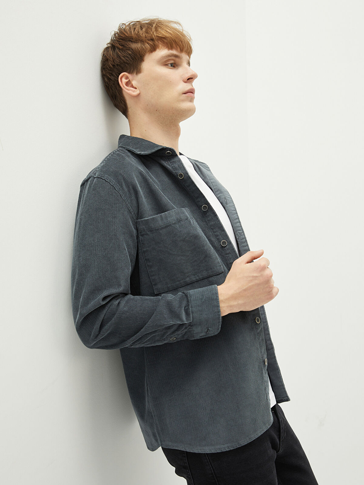 LCW CASUAL Standart Fit Uzun Kollu Kadife Erkek Gömlek