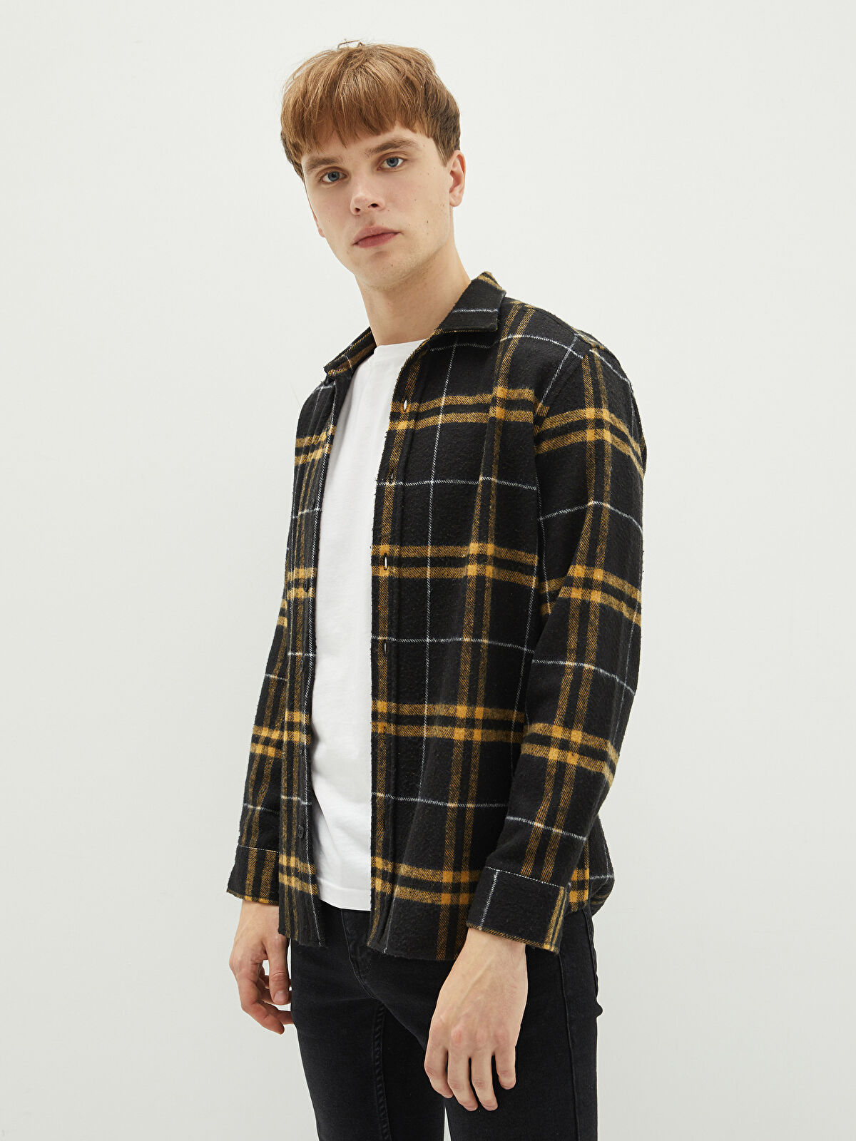 LCW CASUAL Regular Fit Uzun Kollu Ekose Erkek Gömlek Ceket