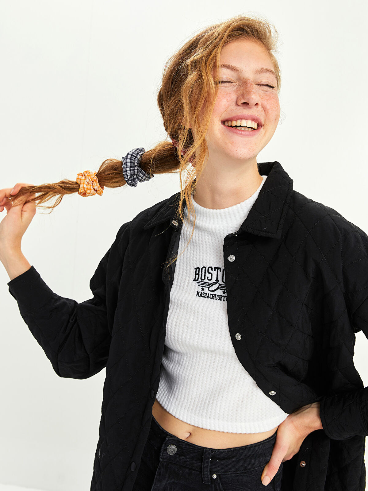 Ekose Desenli Lastikli Kadın Saç Tokası 3'lü