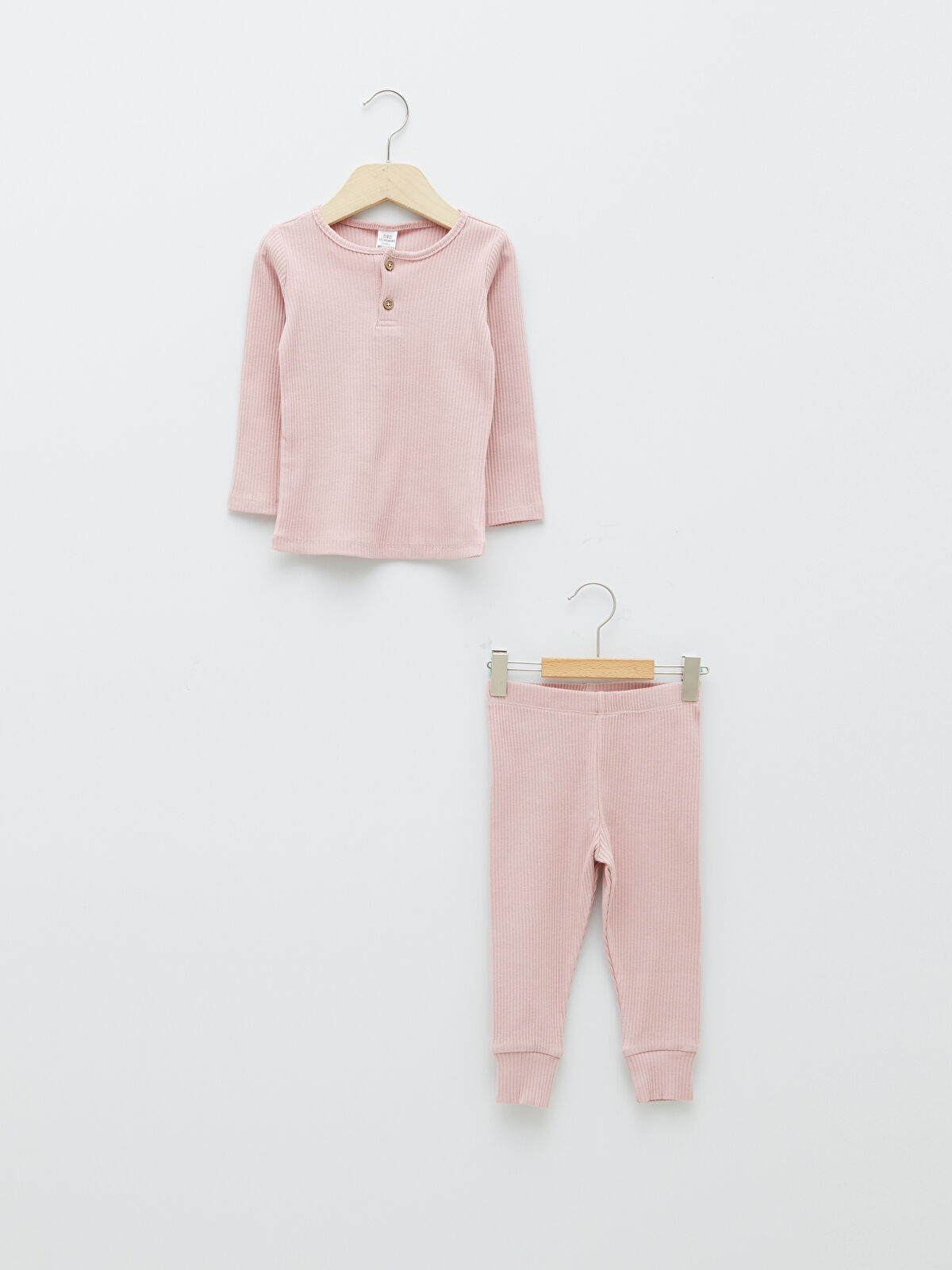 Bisiklet Yaka Uzun Kol Basic Kız Bebek Pijama Takımı