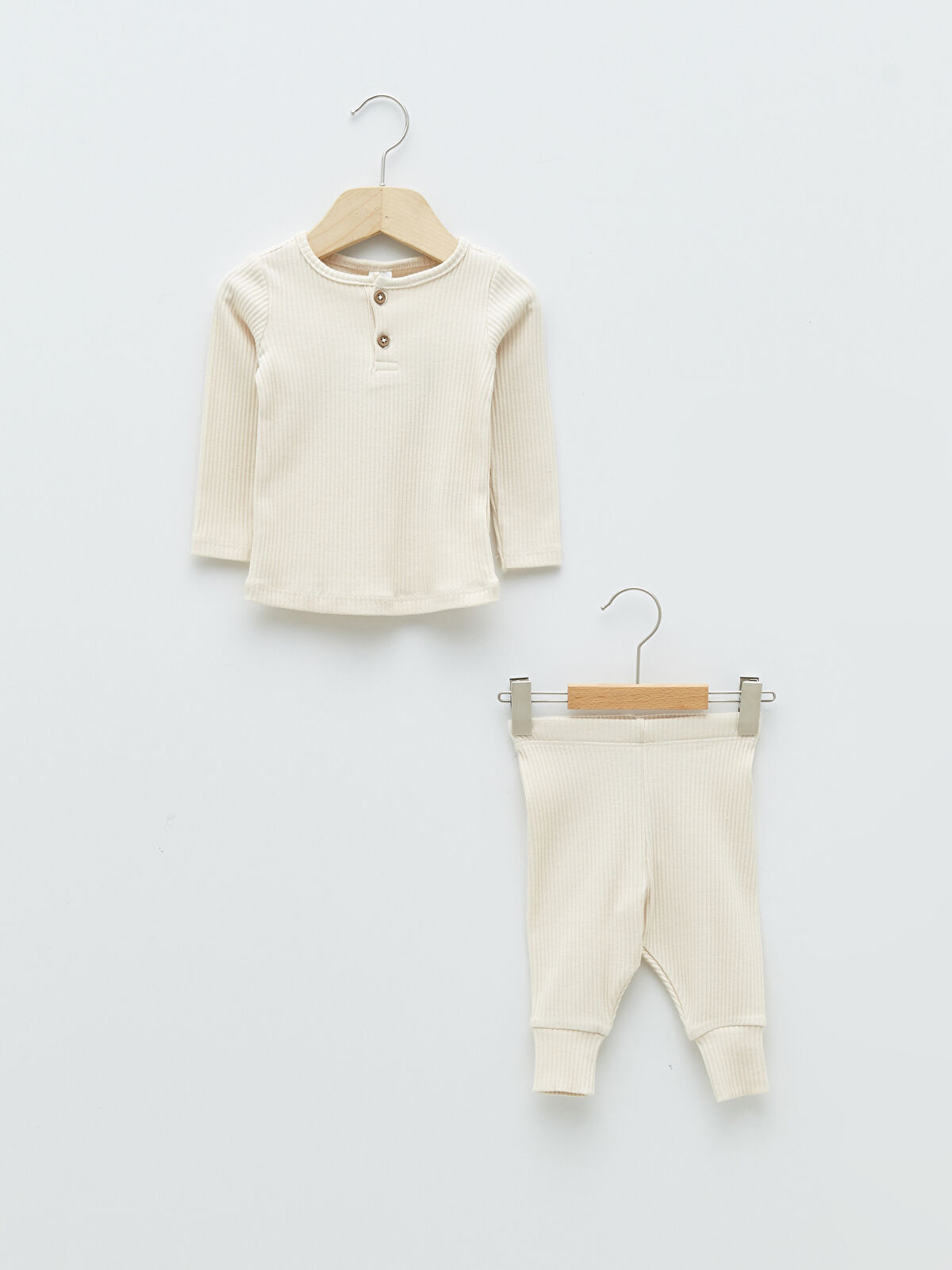 Bisiklet Yaka Uzun Kol Basic Kız Bebek Pijama Takımı