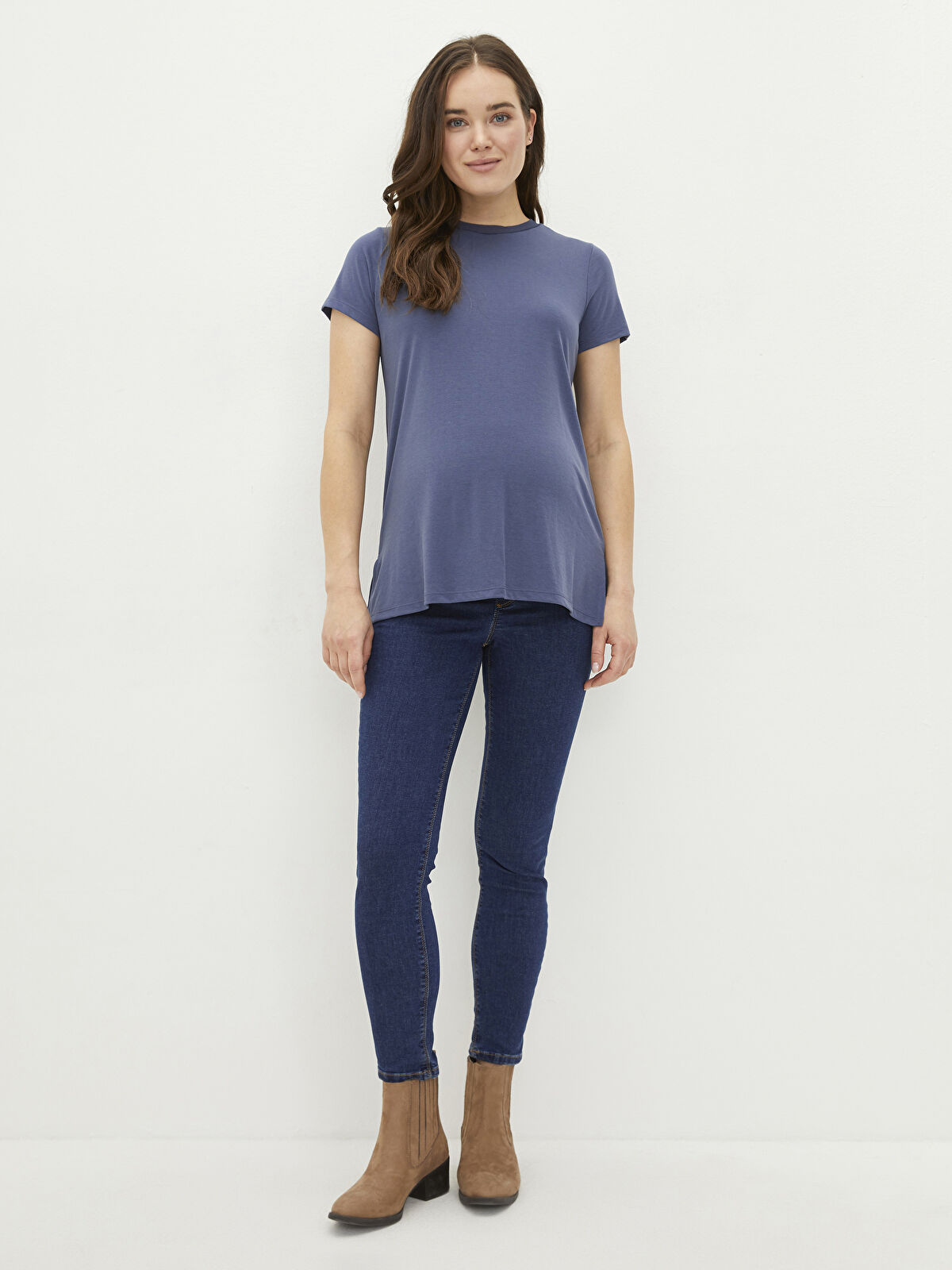 Karın Panelli Skinny Fit Düz Hamile Rodeo Jean Pantolon