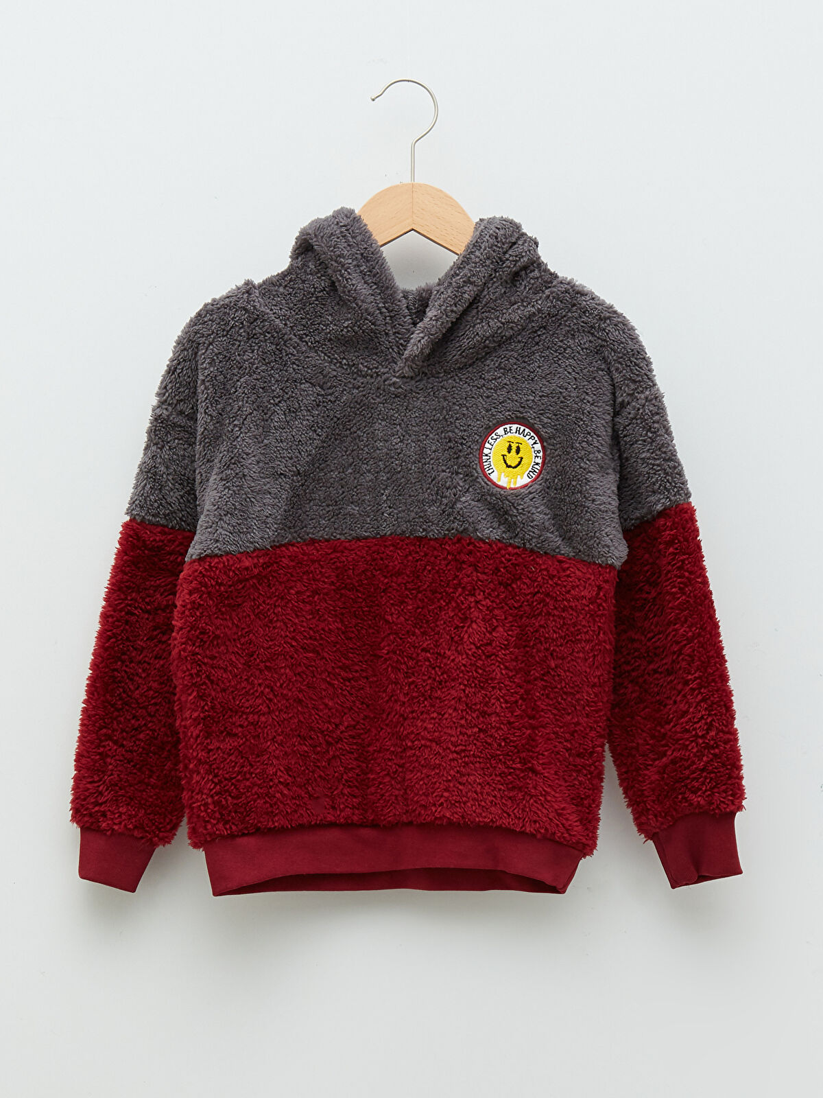 Kapüşonlu Renk Bloklu Uzun Kollu Polar Erkek Çocuk Sweatshirt