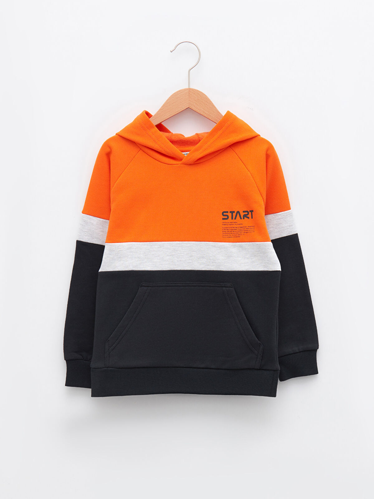 Kapüşonlu Renk Bloklu Uzun Kollu Erkek Çocuk Sweatshirt