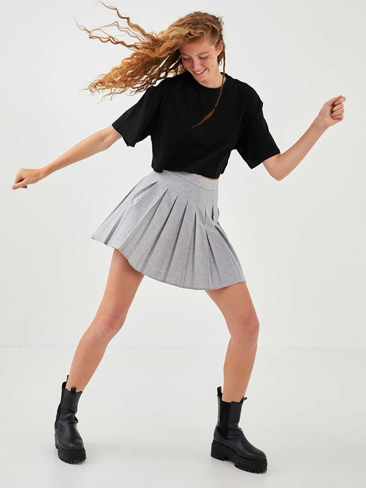 XSIDE Beli Fermuarlı Rahat Kalıp Astarsız Kadın Etek