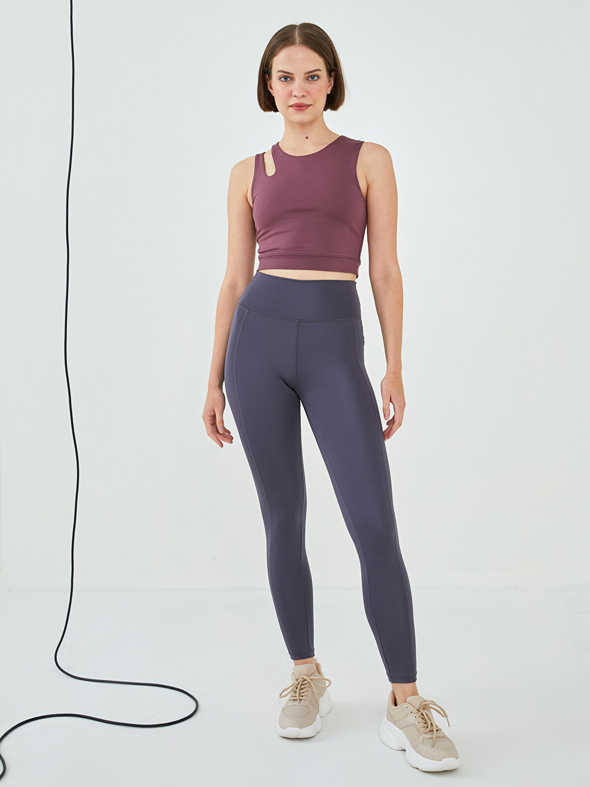 LCW VISION Beli Lastikli Slogan Baskılı Bilek Boy Kadın Tayt