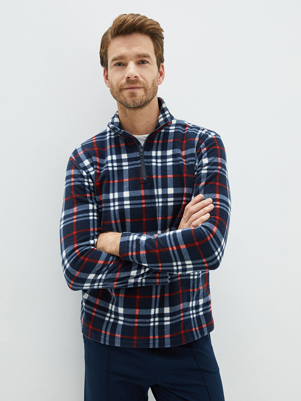 LCW DREAM Standart Kalıp Ekose Polar Erkek Pijama Üst