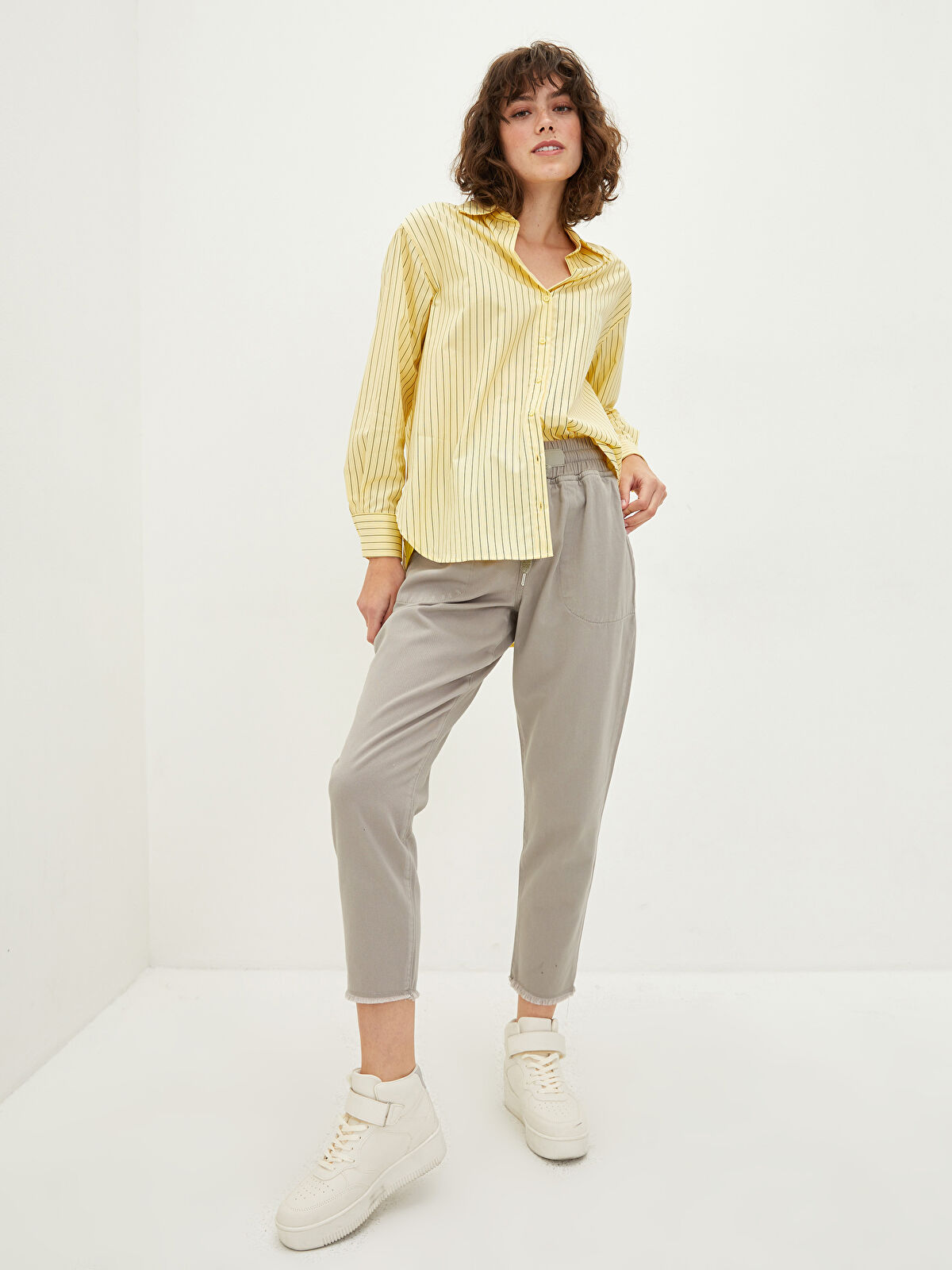 LCW BASIC Beli Lastikli Rahat Kalıp Gabardin Kumaş Kadın Pantolon