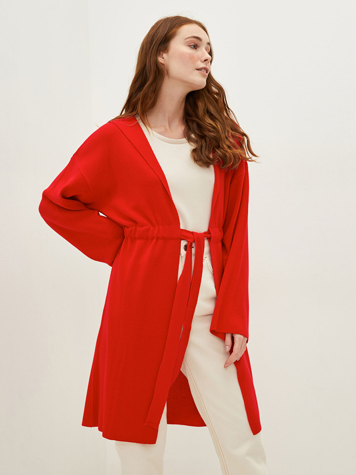 LCW CLASSIC Kapüşon Yaka Düz Uzun Kollu Kadın Triko Hırka