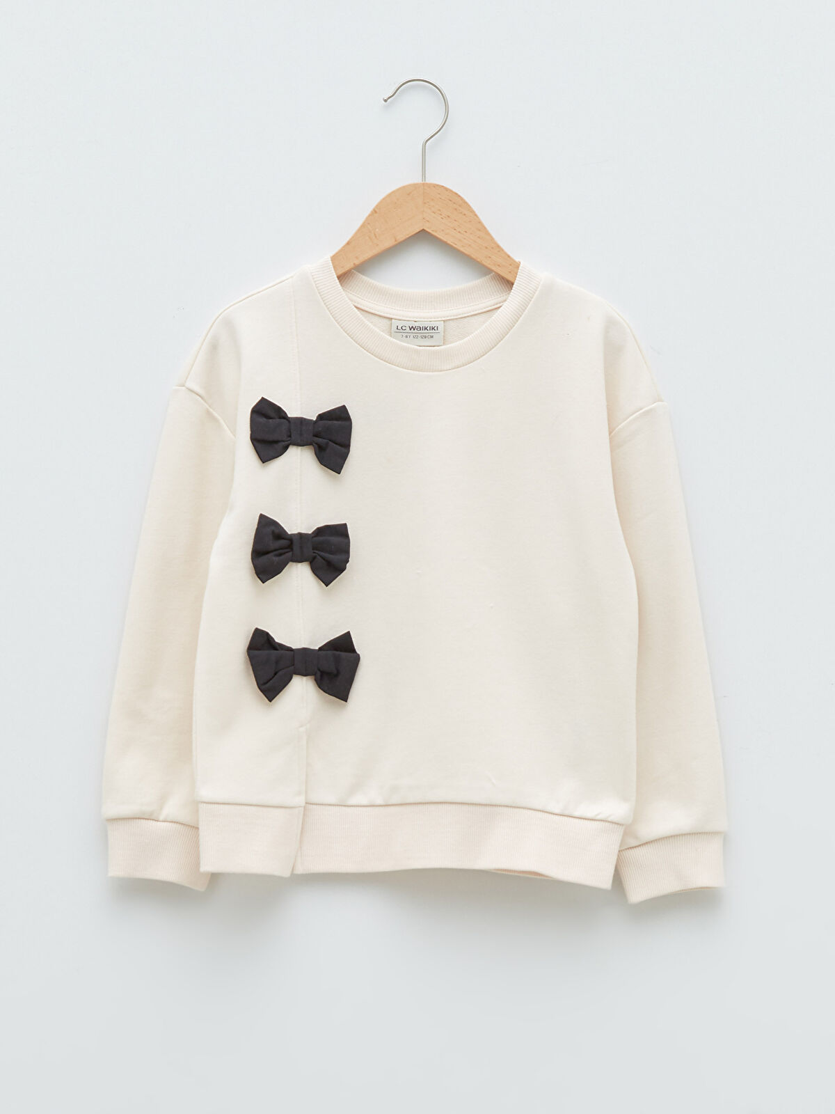 Bisiklet Yaka Fiyonk Detaylı Uzun Kollu Kız Çocuk Sweatshirt Bisiklet Yaka Fiyonk Detaylı Uzun Kollu Kız Çocuk Sweatshirt