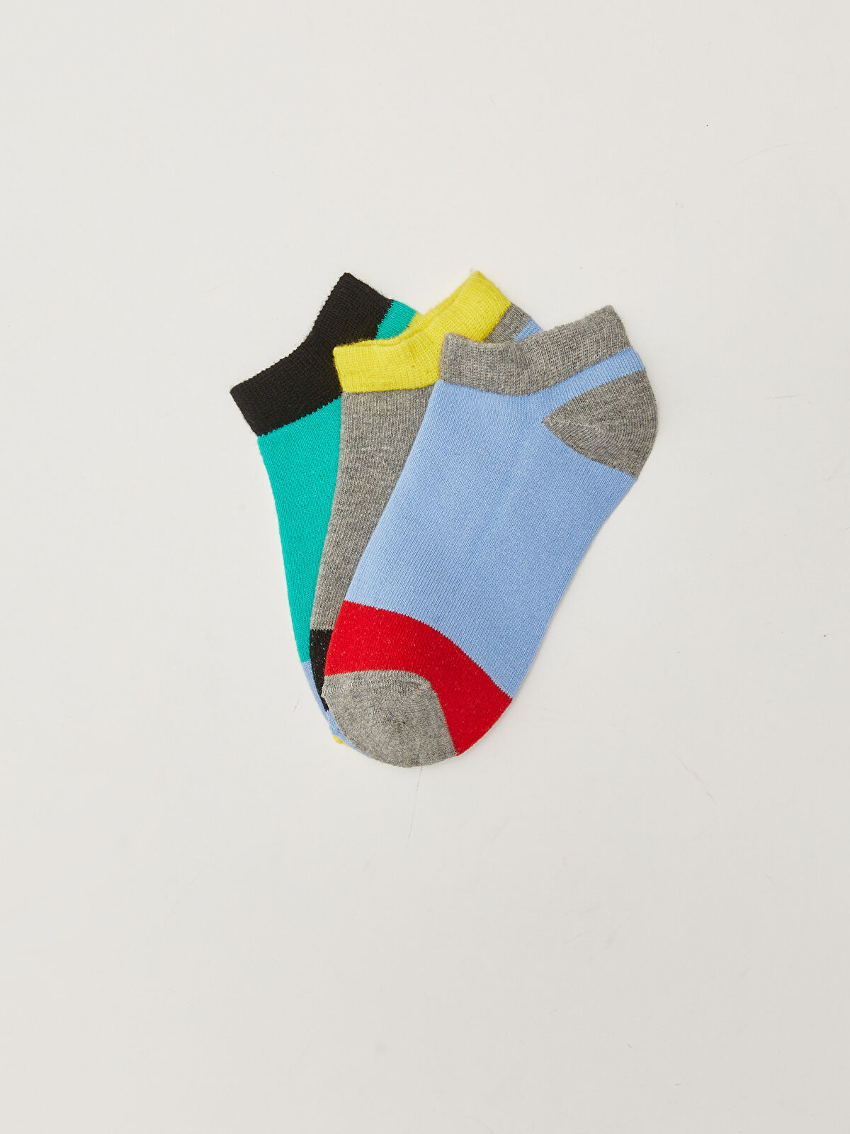 Renk Bloklu Erkek Çocuk Patik Çorap 3'lü