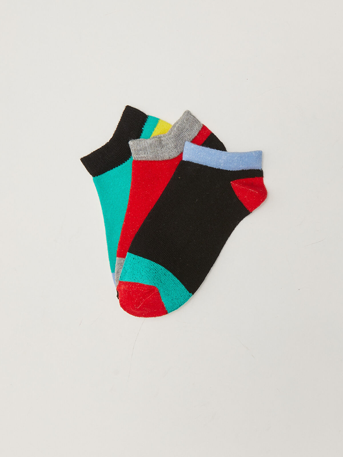 Renk Bloklu Erkek Çocuk Patik Çorap 3'lü