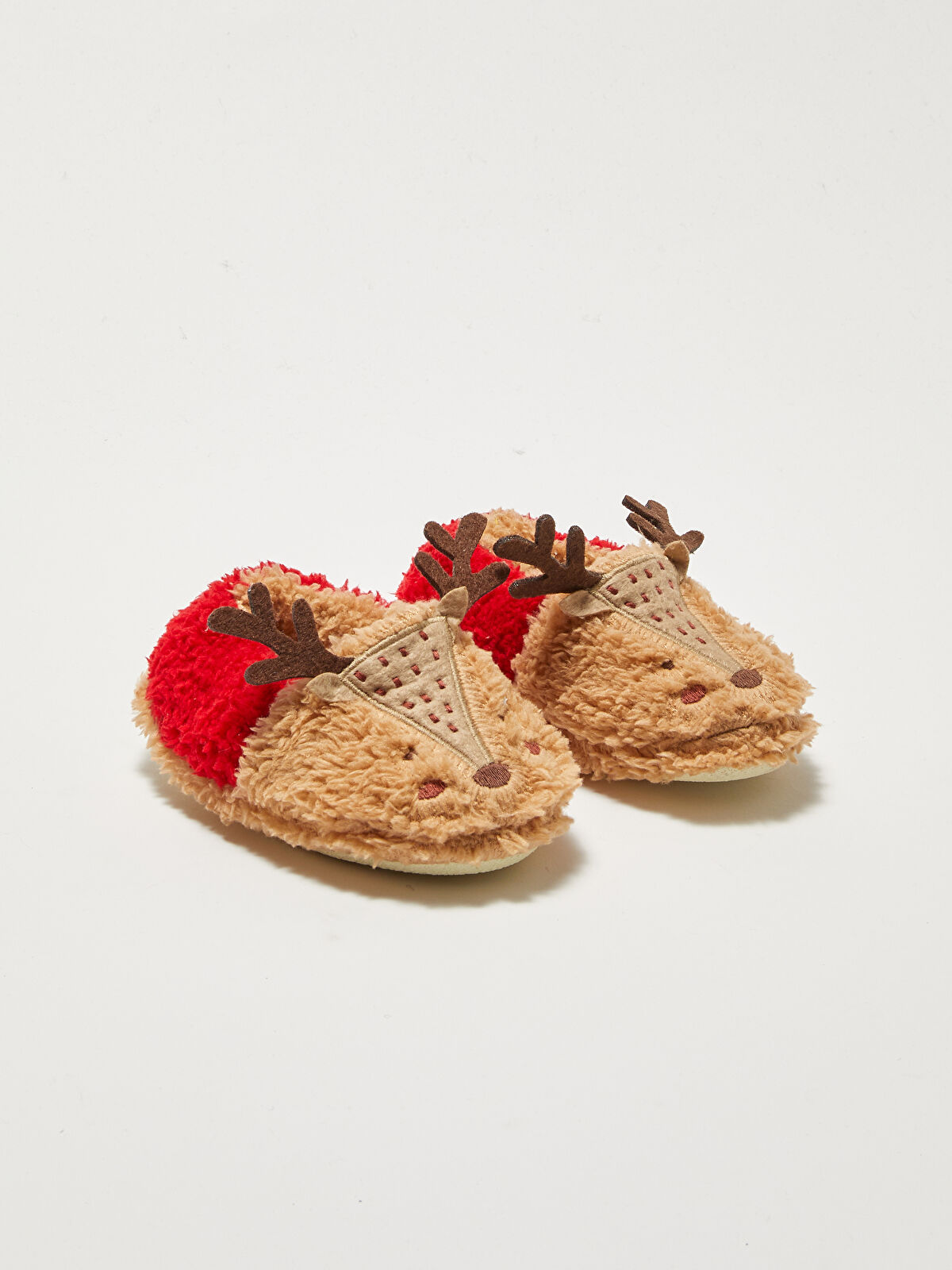 Yılbaşı Temalı 3D Detaylı Pelüş Erkek Bebek Ev Ayakkabısı