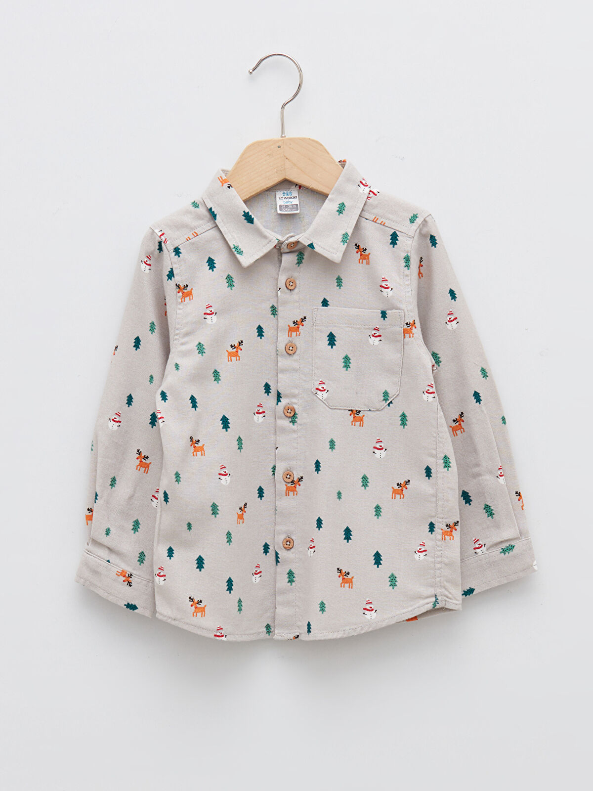 Uzun Kollu Yılbaşı Temalı Erkek Bebek Gömlek