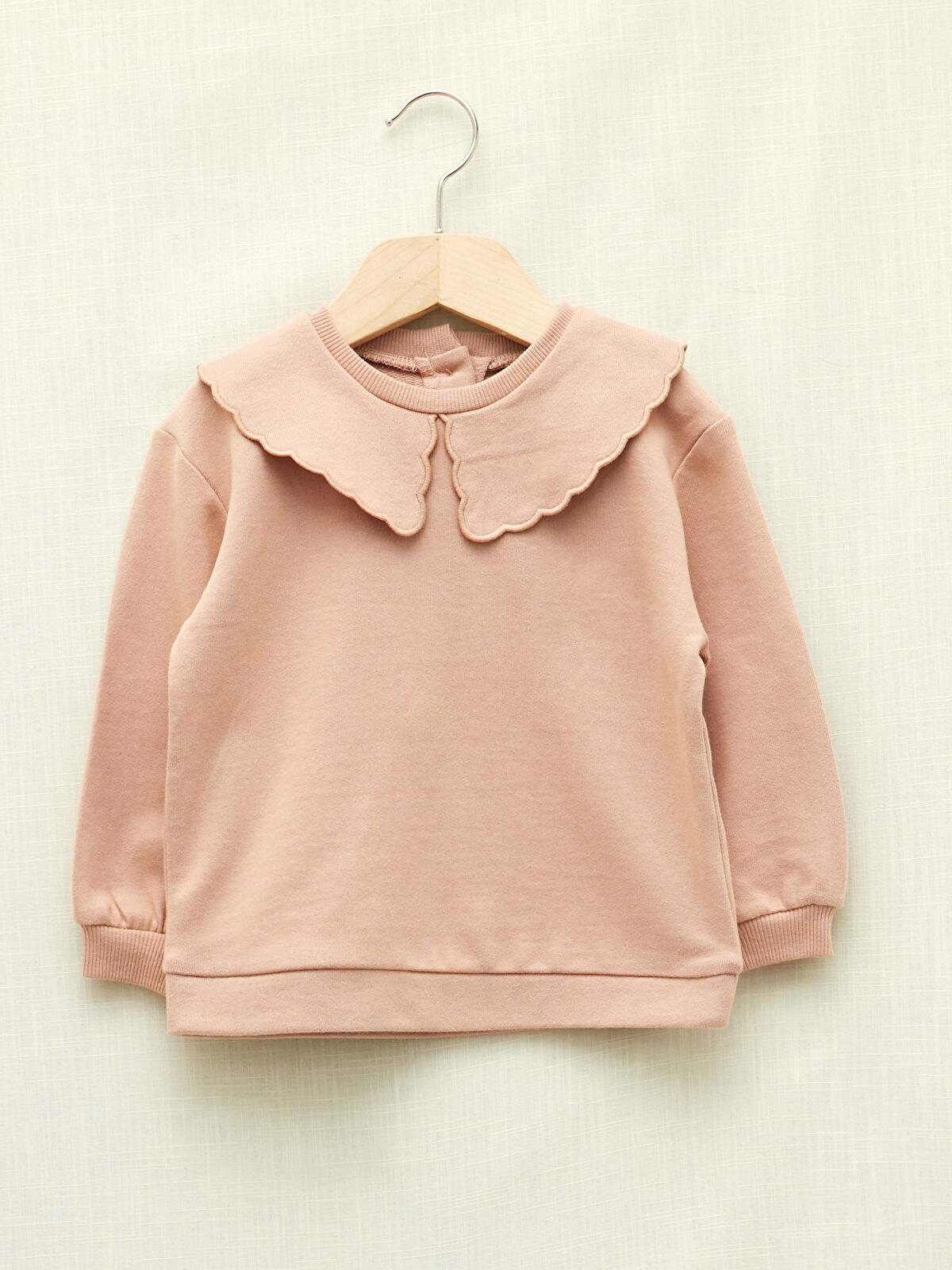 LCW GREEN Bebe Yaka Uzun Kollu Basic Organik Pamuklu Kız Bebek Sweatshirt