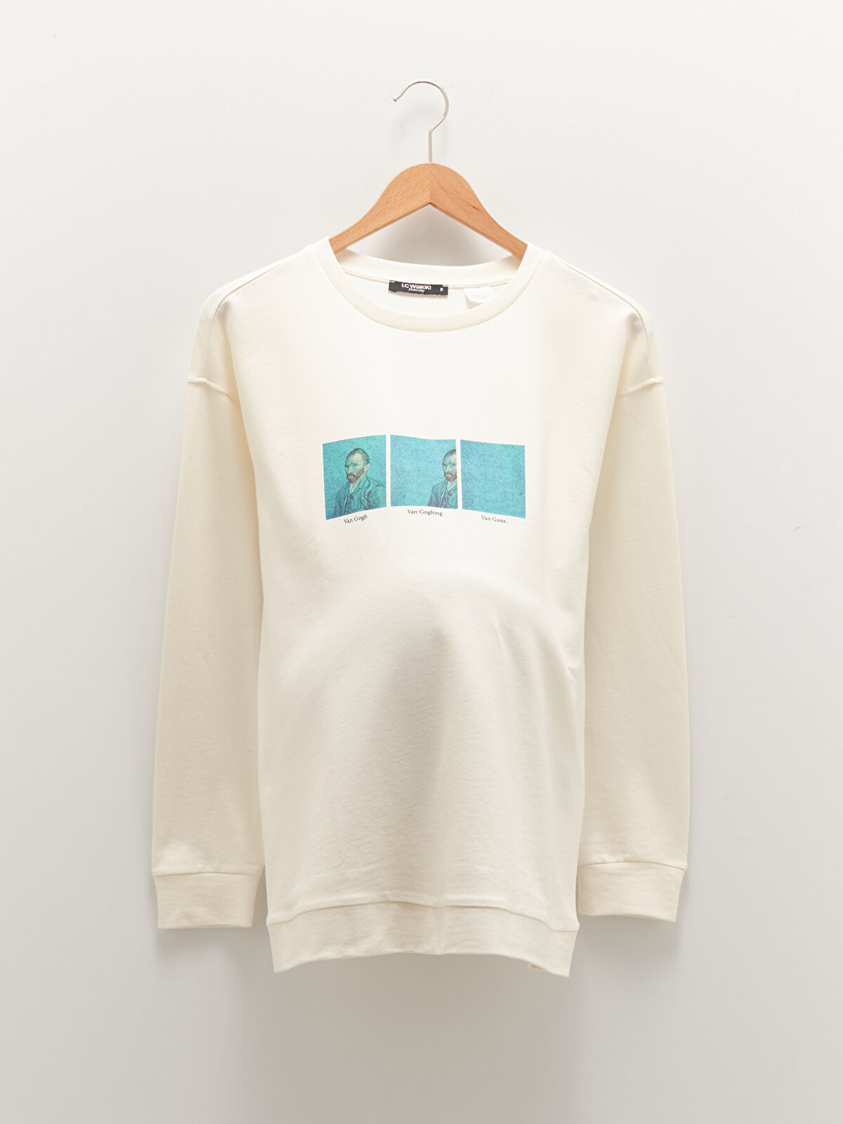 Bisiklet Yaka Vincent Van Gogh Baskılı Uzun Kollu Kadın Sweatshirt