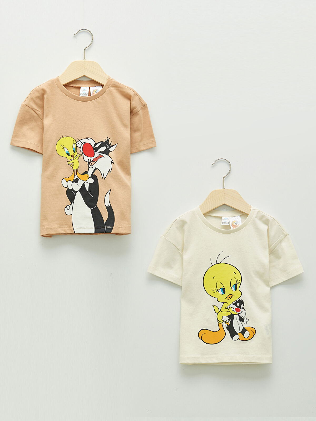 Bisiklet Yaka Kısa Kollu Looney Tunes Baskılı Erkek Bebek Tişört 2'li