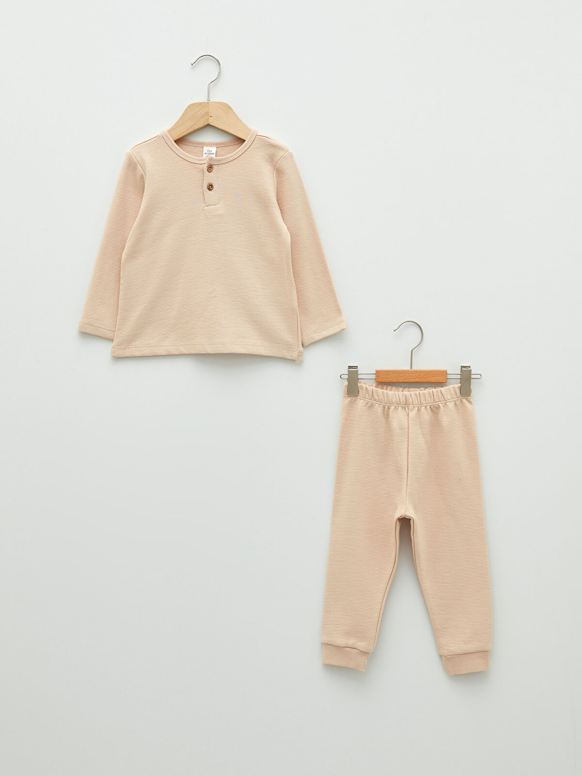 Bisiklet Yaka Uzun Kol Basic Kız Bebek Pijama Takımı