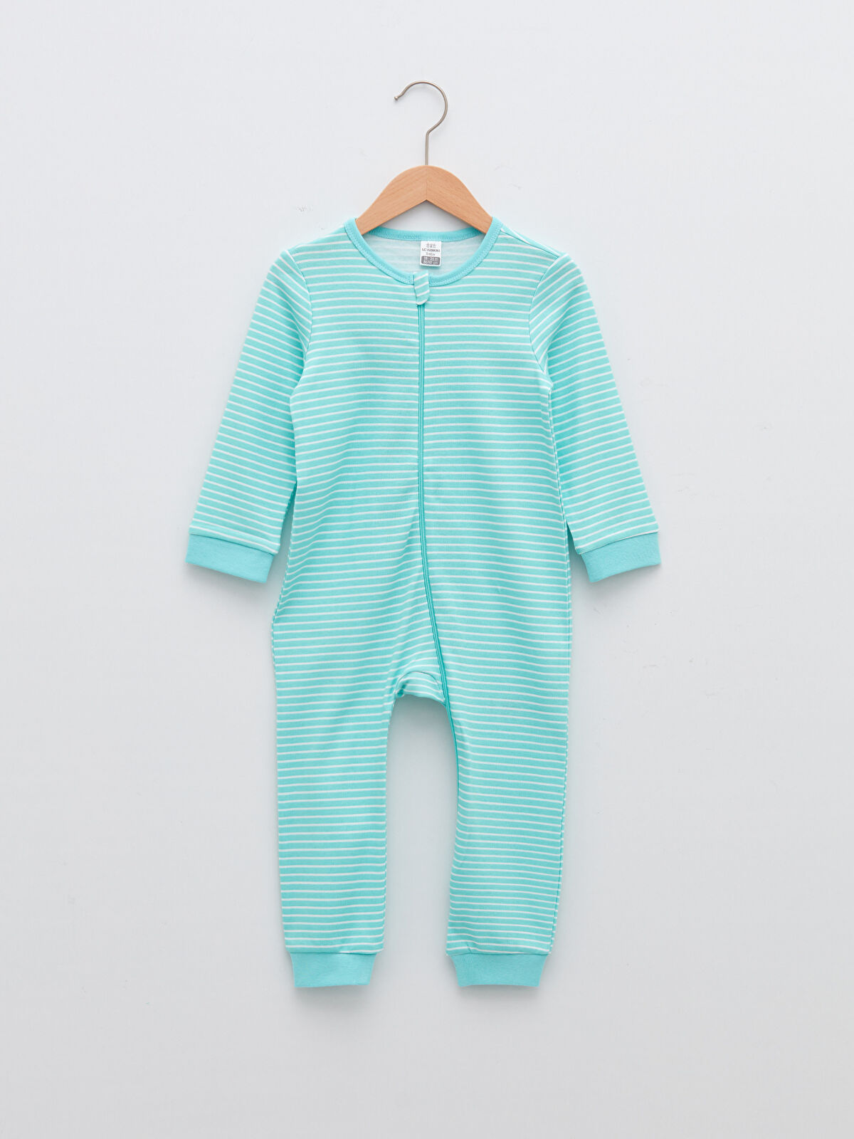 Bisiklet Yaka Uzun Kollu Çizgili Erkek Bebek Fermuarlı Tulum