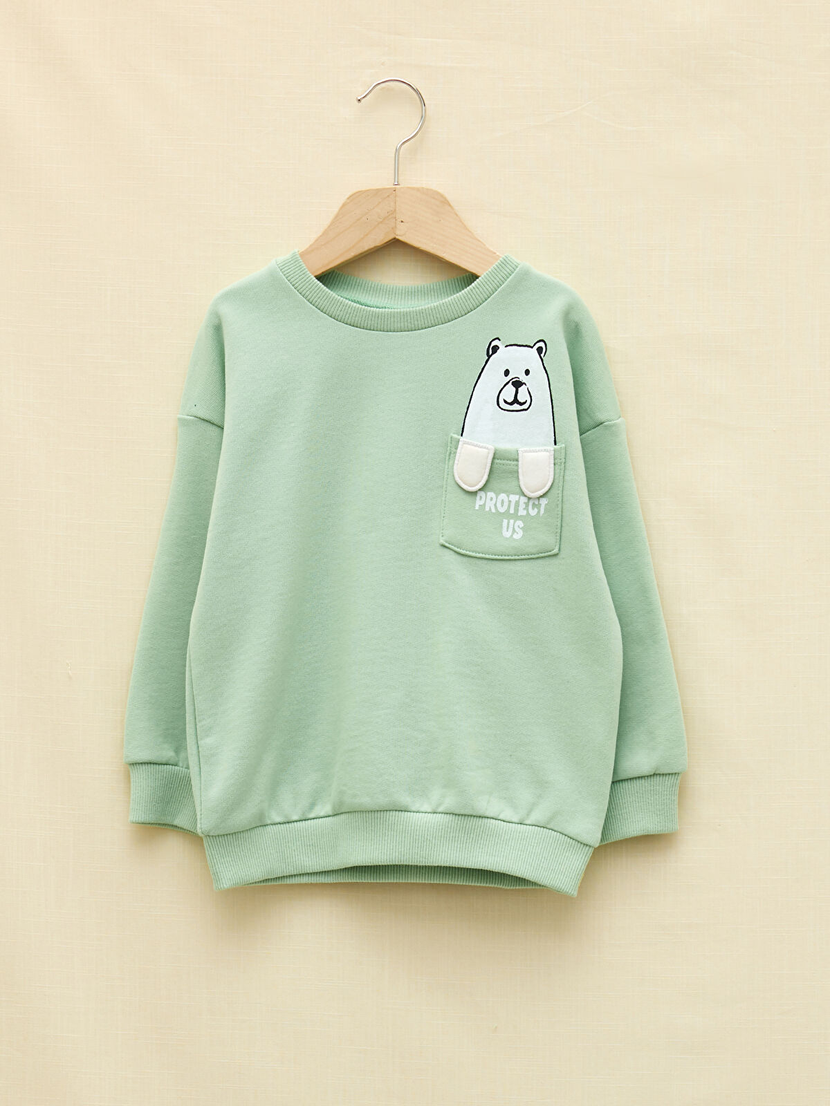 LCW GREEN Bisiklet Yaka Uzun Kollu Baskılı Organik Pamuklu Erkek Bebek Sweatshirt