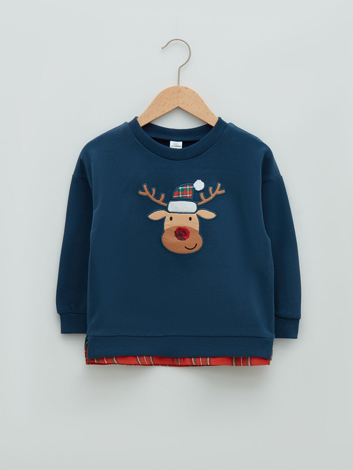Bisiklet Yaka Uzun Kollu Yılbaşı Temalı Erkek Bebek Sweatshirt