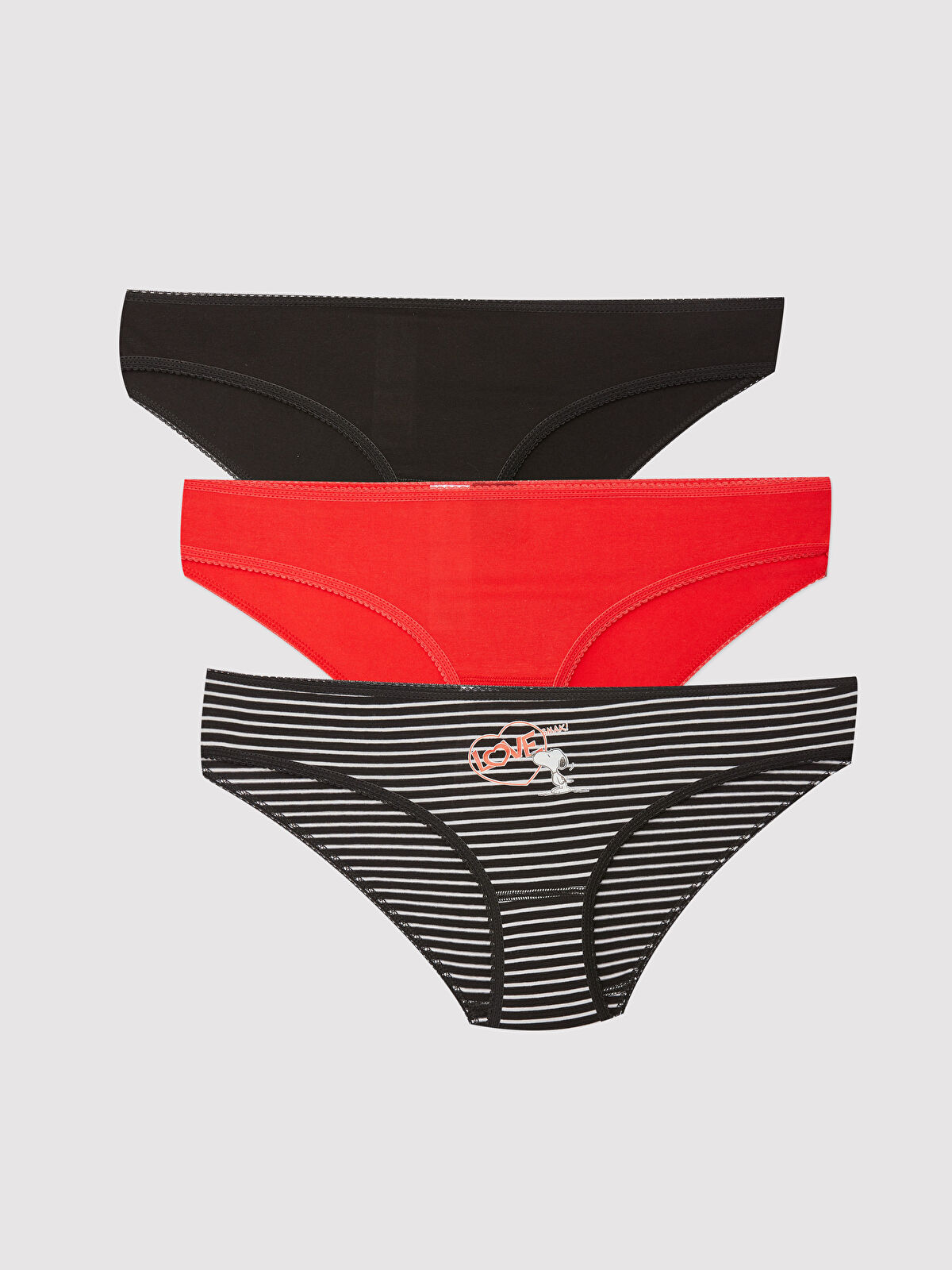 LCW DREAM Snoopy Baskılı Bikini Külot 3'lü Paket