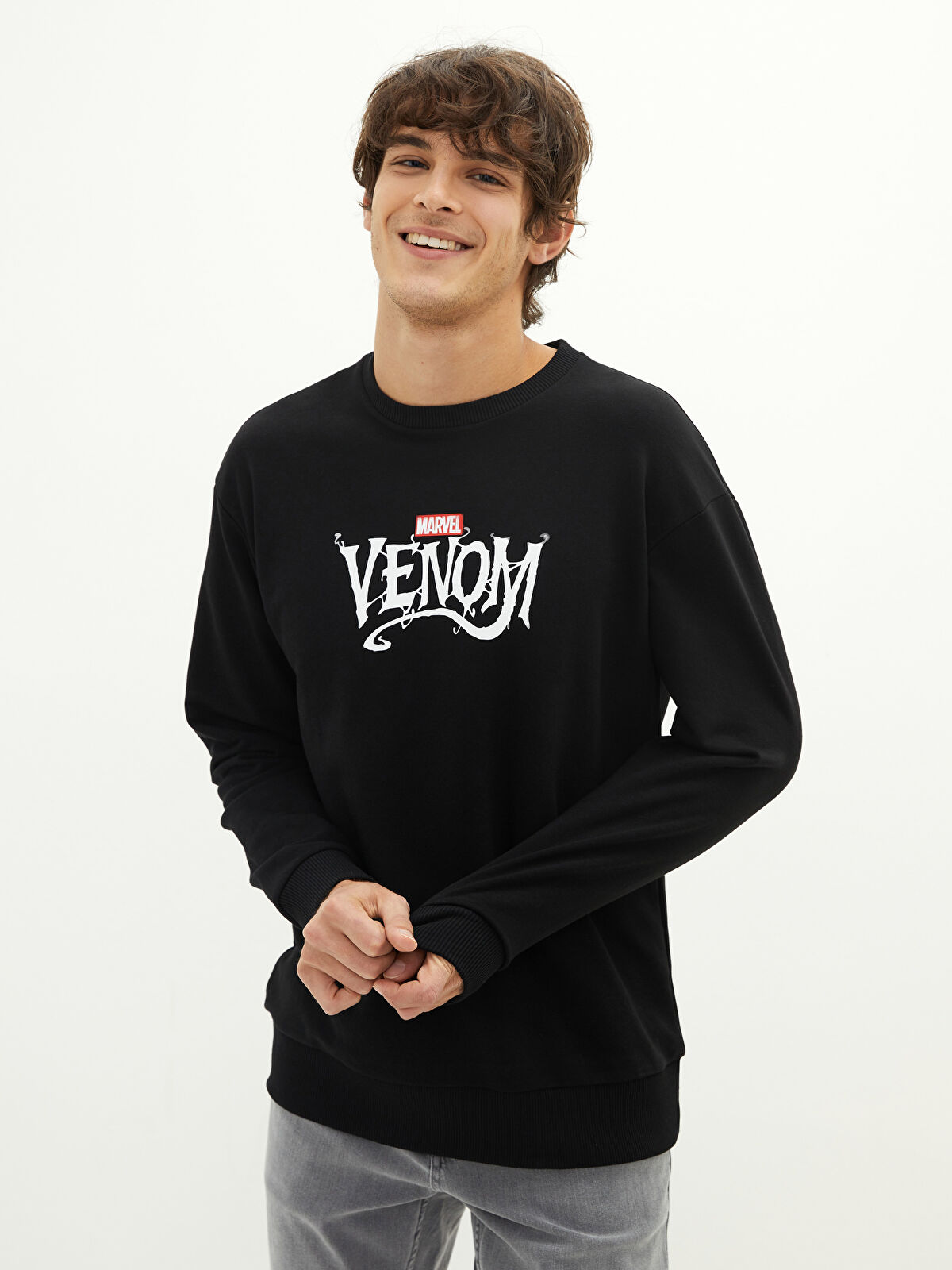 LCW CASUAL Bisiklet Yaka Uzun Kollu Venom Baskılı Erkek Sweatshirt