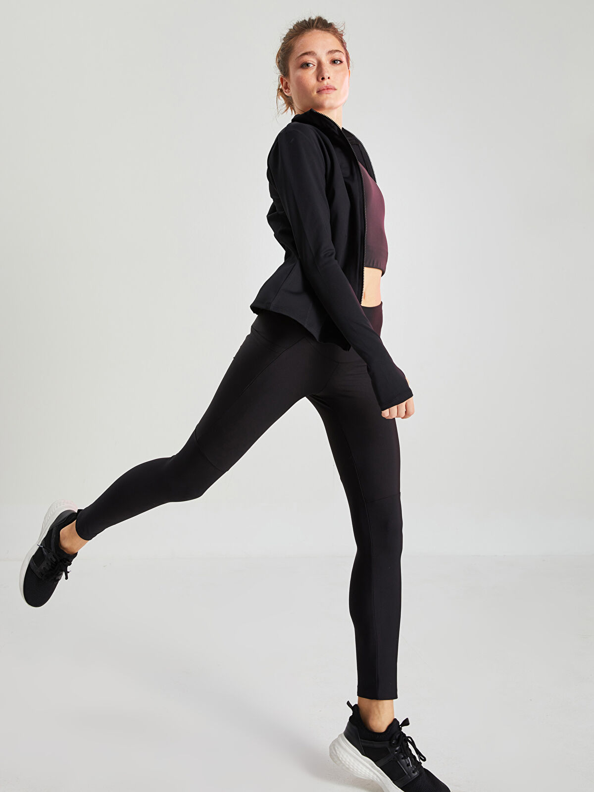 LCW ACTIVE Beli Lastikli Düz Cep Detaylı Kadın Spor Tayt