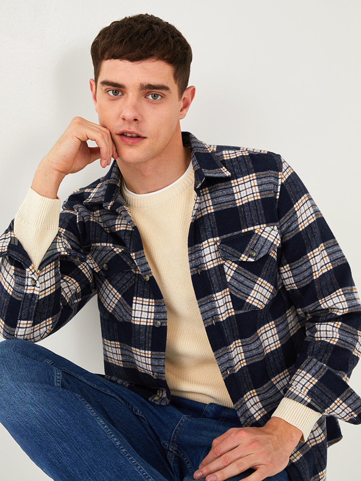 XSIDE Regular Fit Uzun Kollu Ekose Erkek Gömlek Ceket