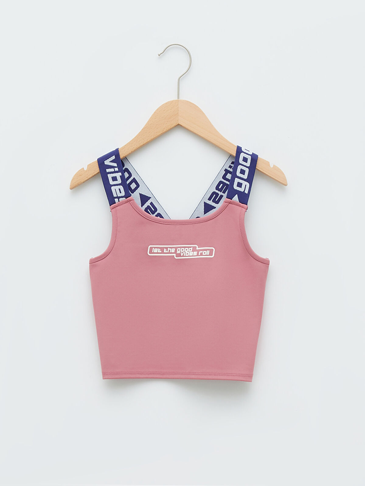 Slogan Baskılı Esnek Kumaştan Kız Çocuk Atlet