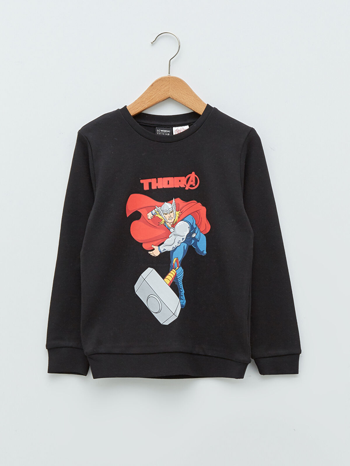 Bisiklet Yaka Thor Baskılı Uzun Kollu Erkek Çocuk Sweatshirt