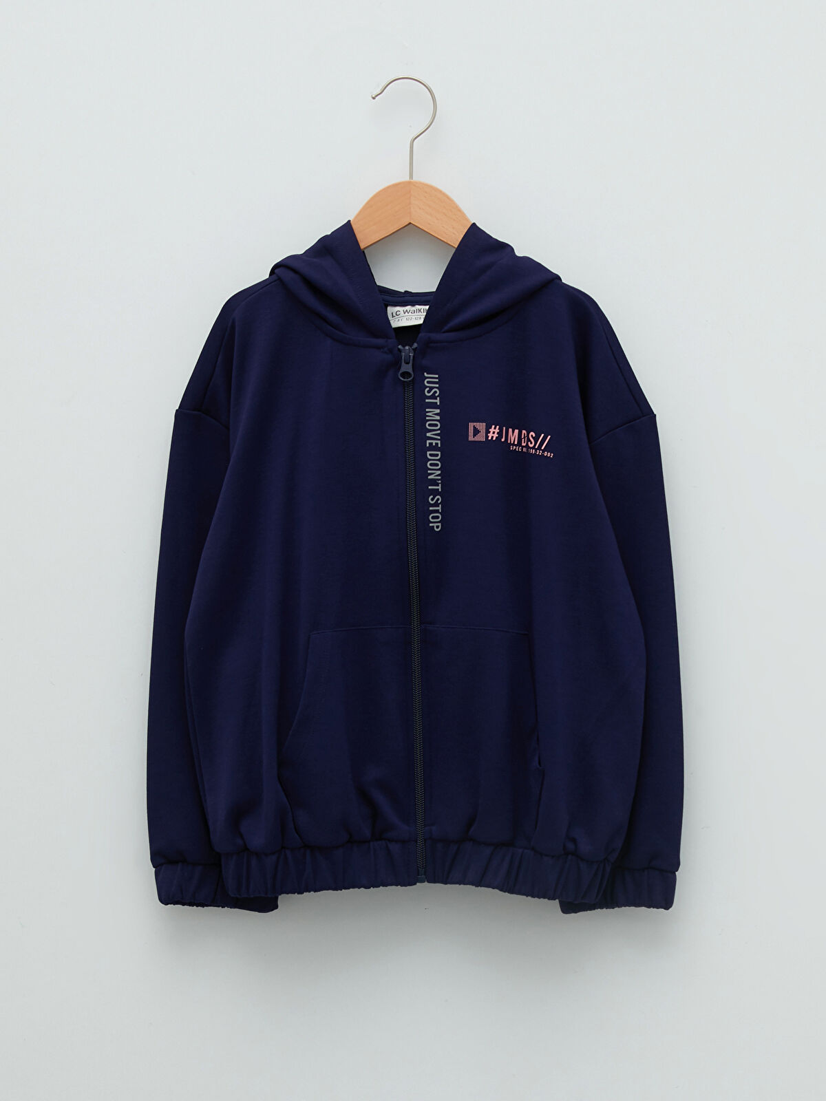 Kapüşonlu Slogan Baskılı Uzun Kollu Kız Çocuk Fermuarlı Sweatshirt Kapüşonlu Slogan Baskılı Uzun Kollu Kız Çocuk Fermuarlı Sweatshirt