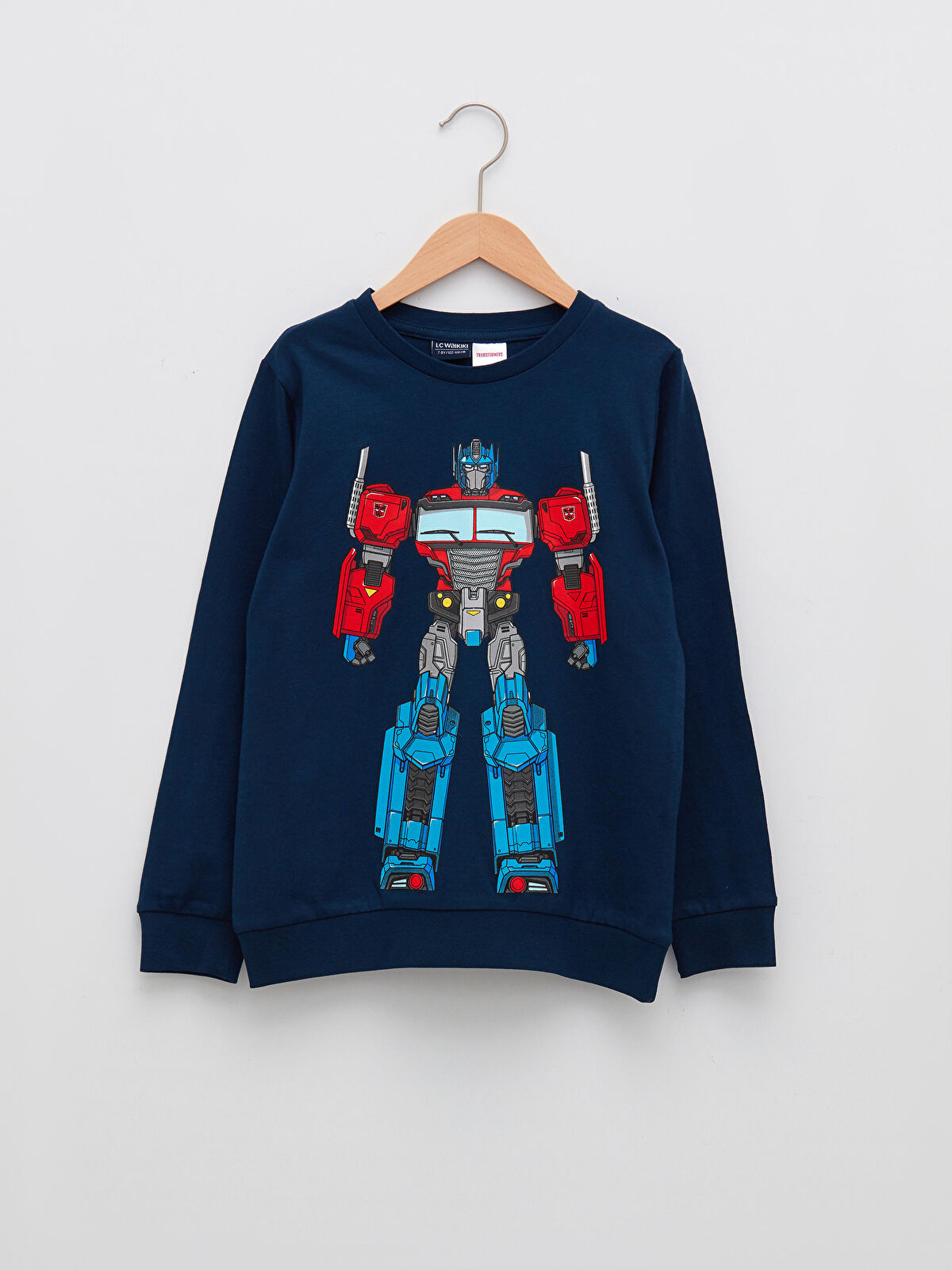 Bisiklet Yaka Transformers Baskılı Uzun Kollu Erkek Çocuk Sweatshirt