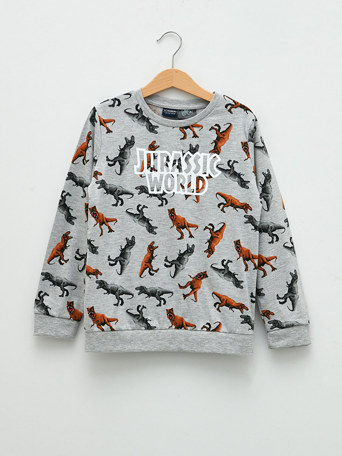 Bisiklet Yaka Jurassic World Baskılı Uzun Kollu Erkek Çocuk Sweatshirt