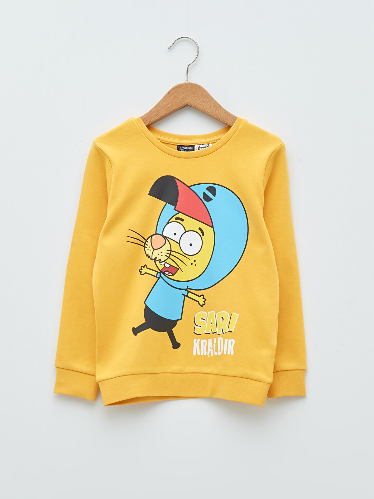 Bisiklet Yaka Kral Şakir Baskılı Uzun Kollu Erkek Çocuk Sweatshirt