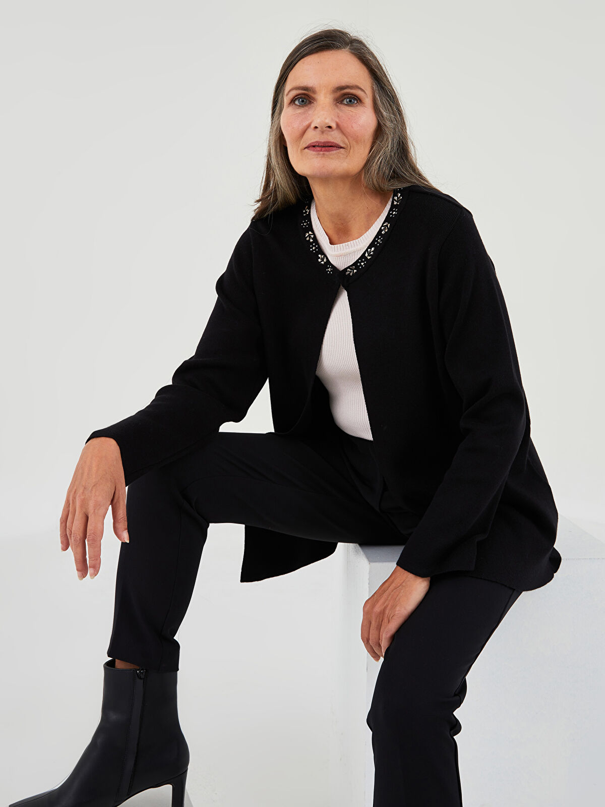 LCW GRACE Hakim Yaka Uzun Kollu Kadın Triko Hırka