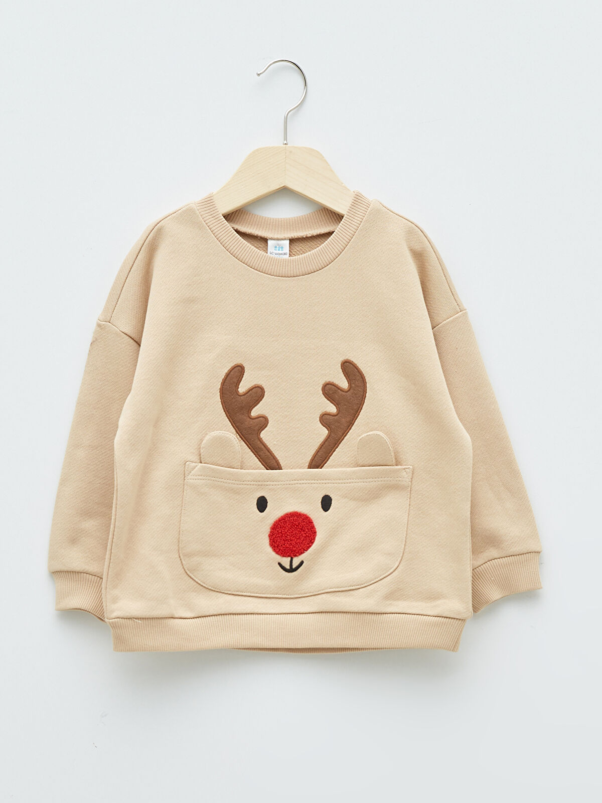 Bisiklet Yaka Uzun Kollu Yılbaşı Temalı Erkek Bebek Sweatshirt