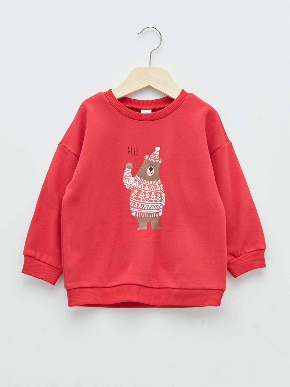 Bisiklet Yaka Uzun Kollu Yılbaşı Temalı Erkek Bebek Sweatshirt