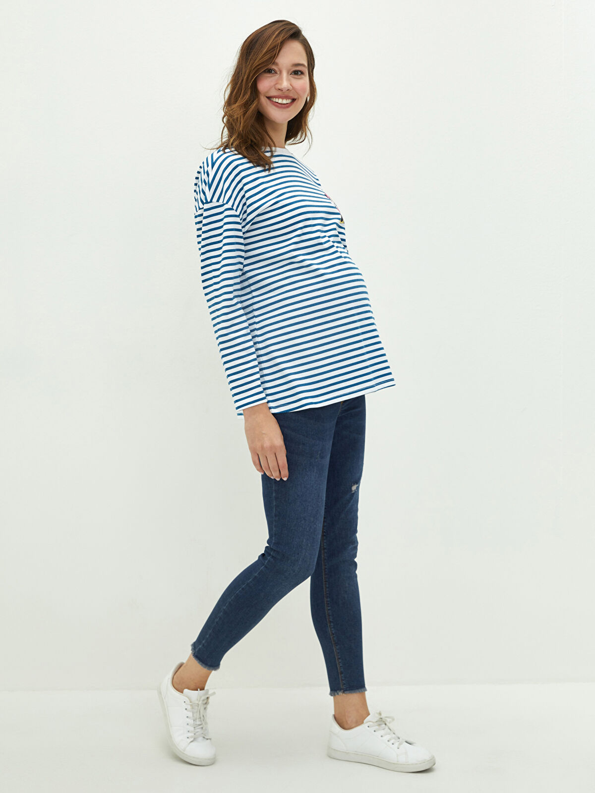 Karın Panelli Ekstra Dar Fit Cep Detaylı Hamile Rodeo Jean Pantolon