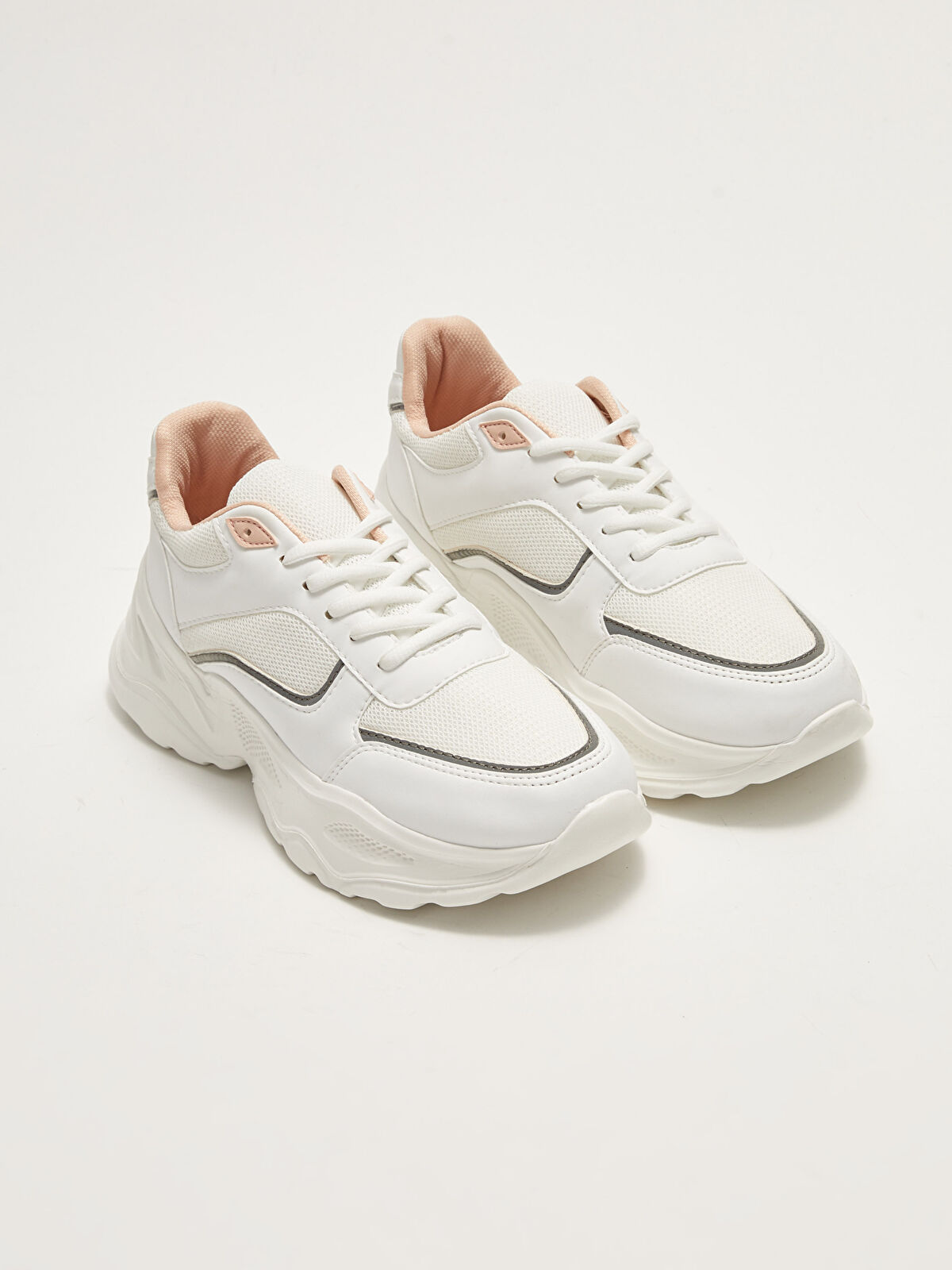 File Detaylı Bağcıklı Kalın Taban Kadın Spor Ayakkabı