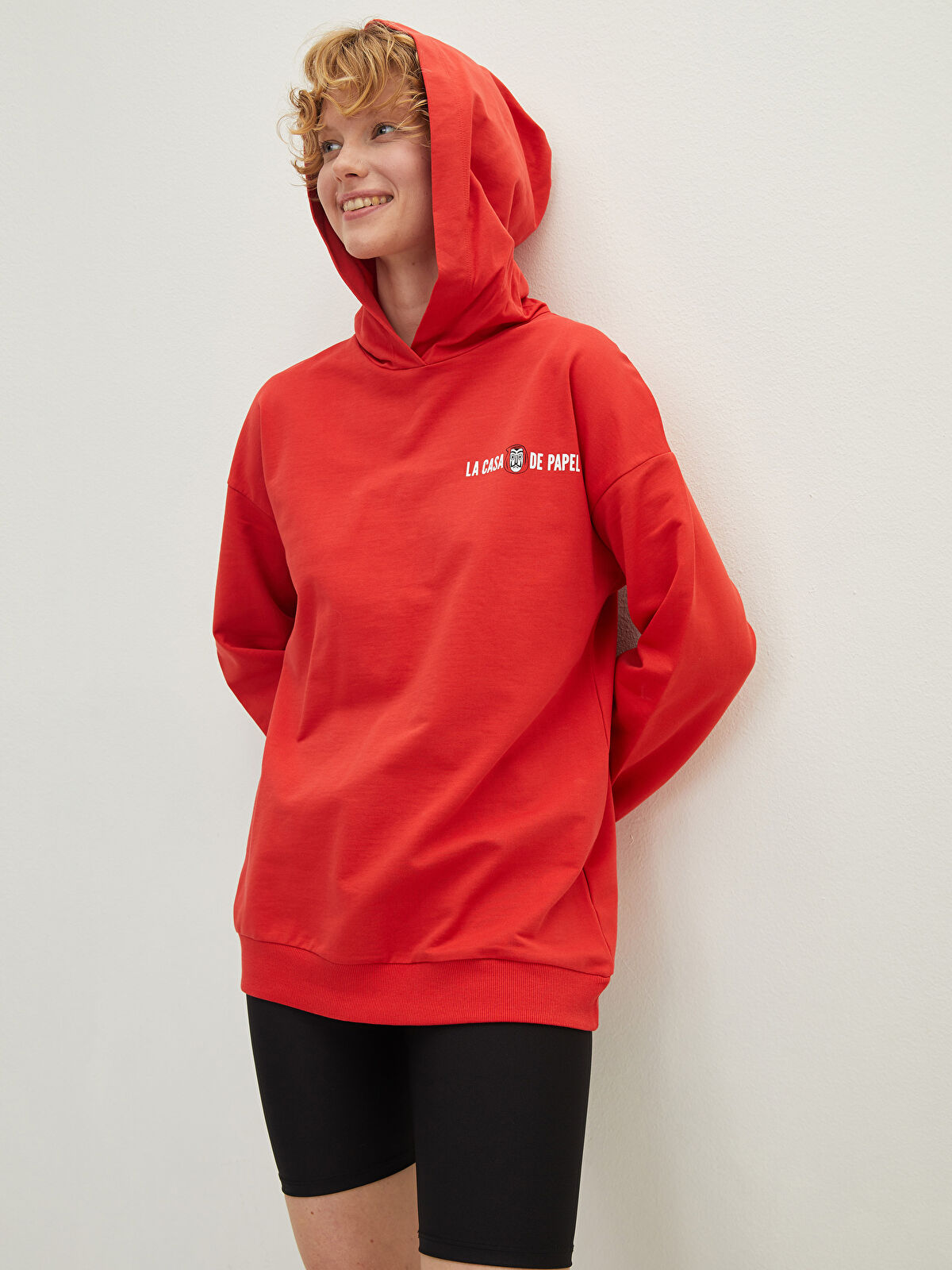 La Casa De Papel Baskılı Kapüşonlu Kalın Kadın Sweatshirt