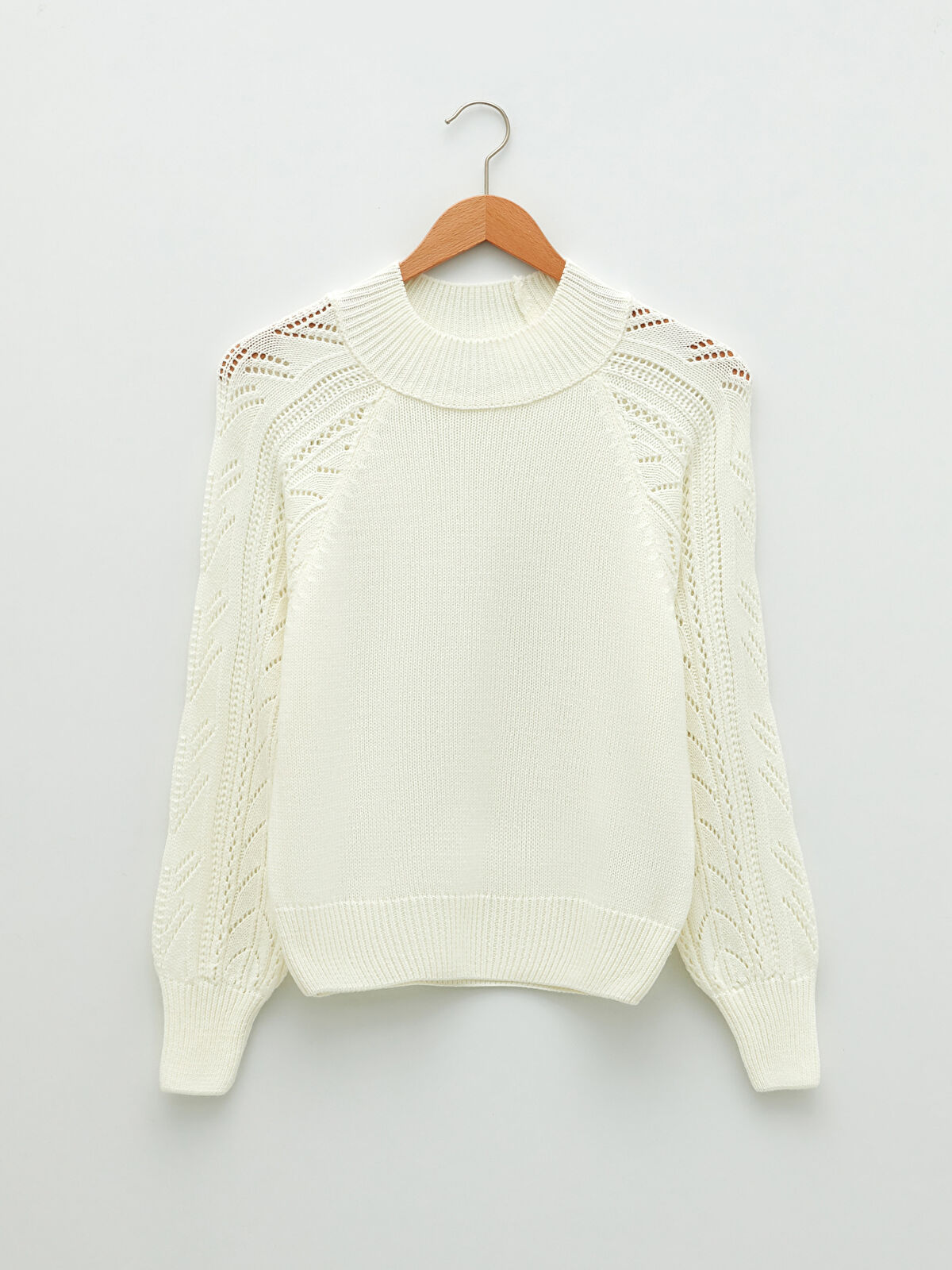 LCW CASUAL Yarım Balıkçı Yaka Ajurlu Uzun Kollu Kadın Triko Kazak