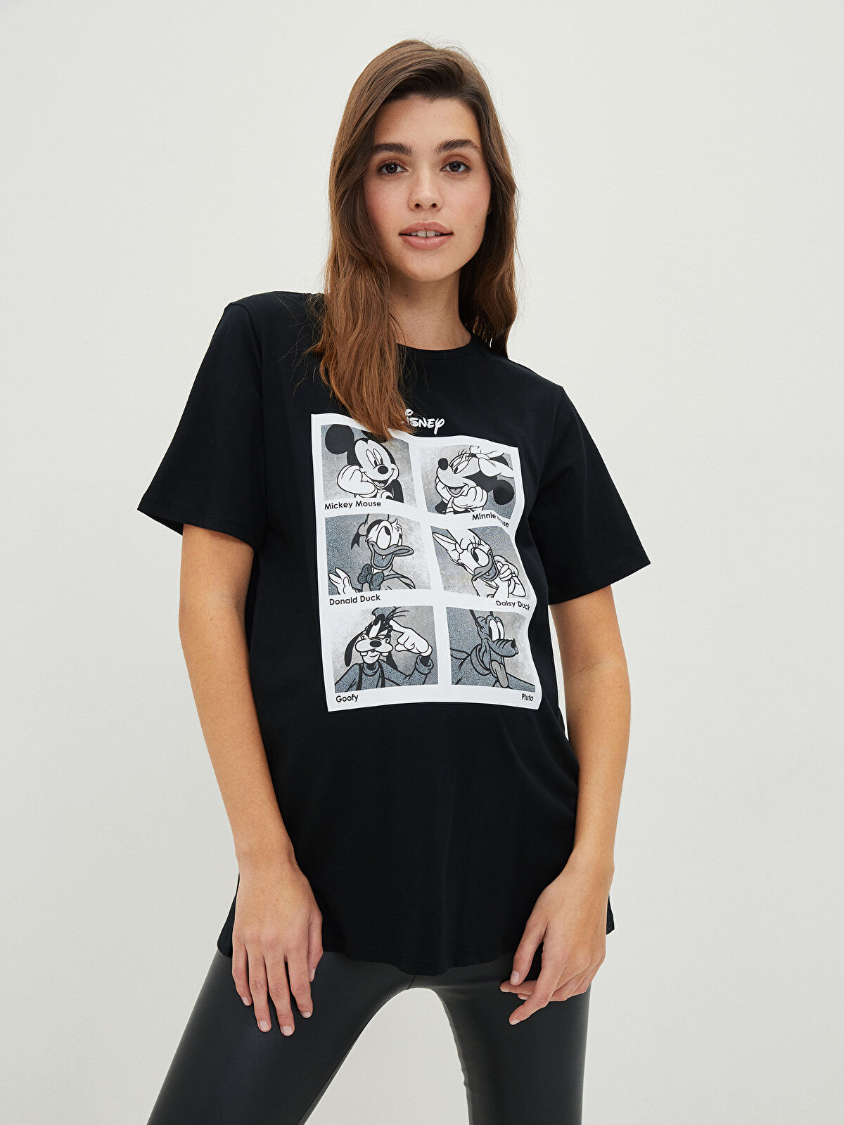 Bisiklet Yaka Mickey Mouse Baskılı Kısa Kollu Pamuklu Hamile Tişört