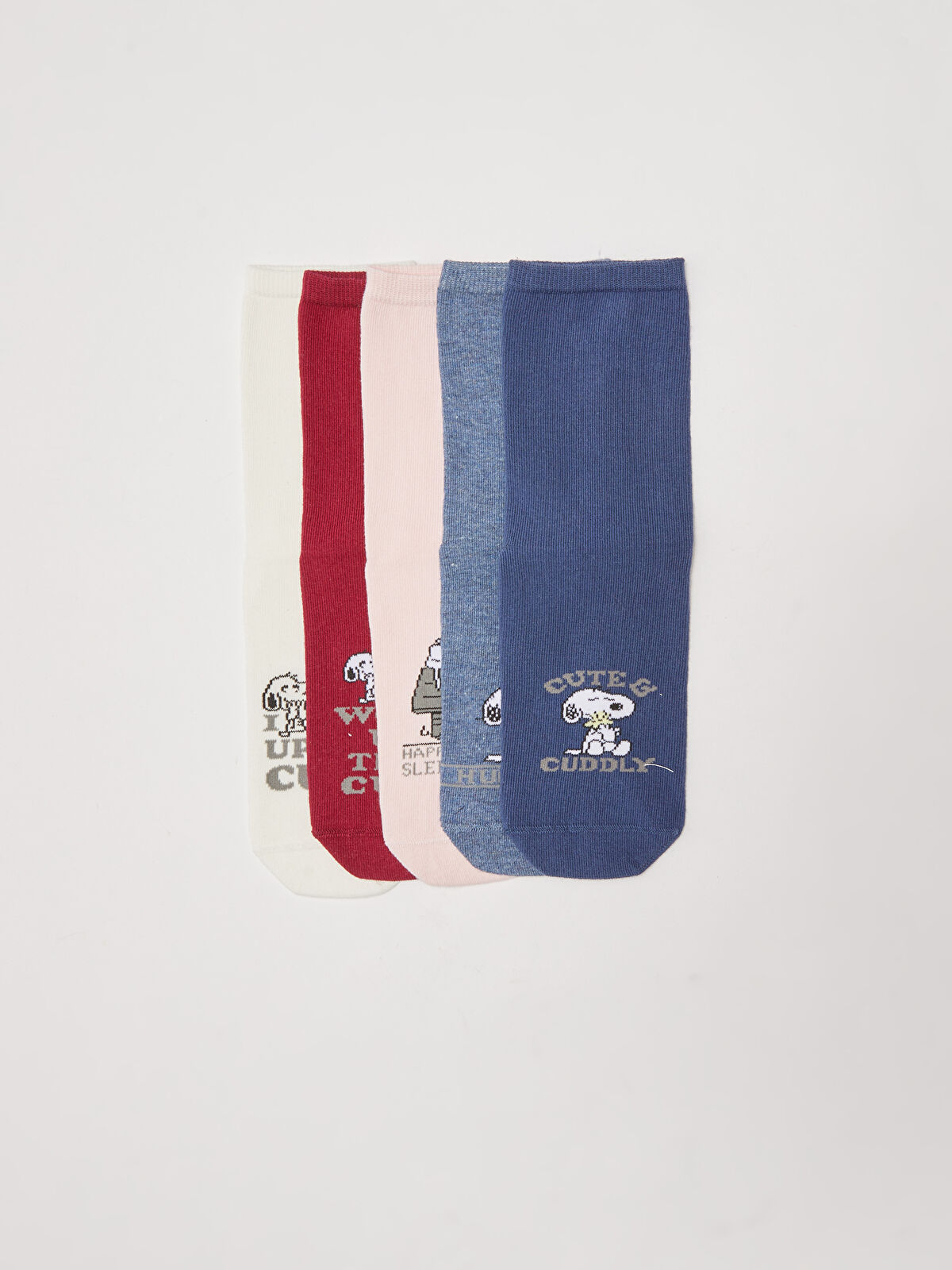 LCW DREAM Snoopy Baskılı Kadın Soket Çorap 5'li Paket
