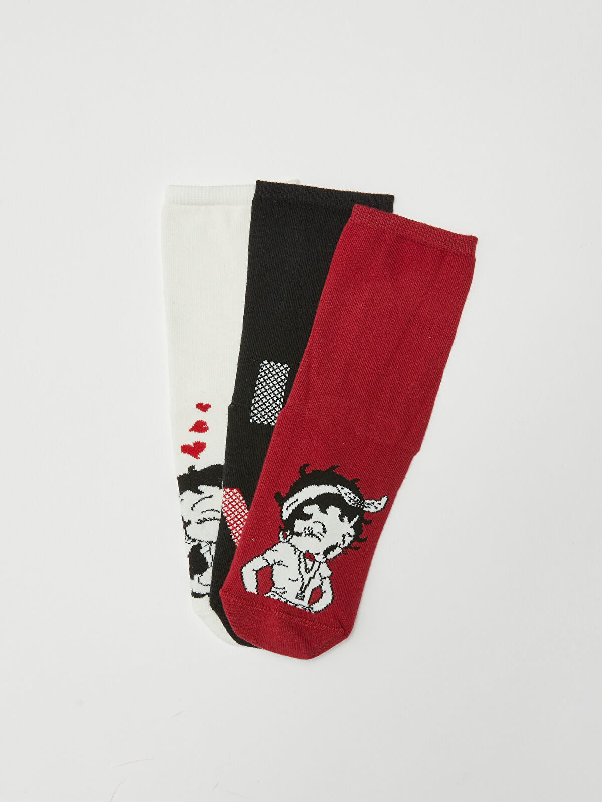 LCW DREAM Betty Boop Baskılı Kadın Soket Çorap 3'lü Paket LCW DREAM Betty Boop Baskılı Kadın Soket Çorap 3'lü Paket